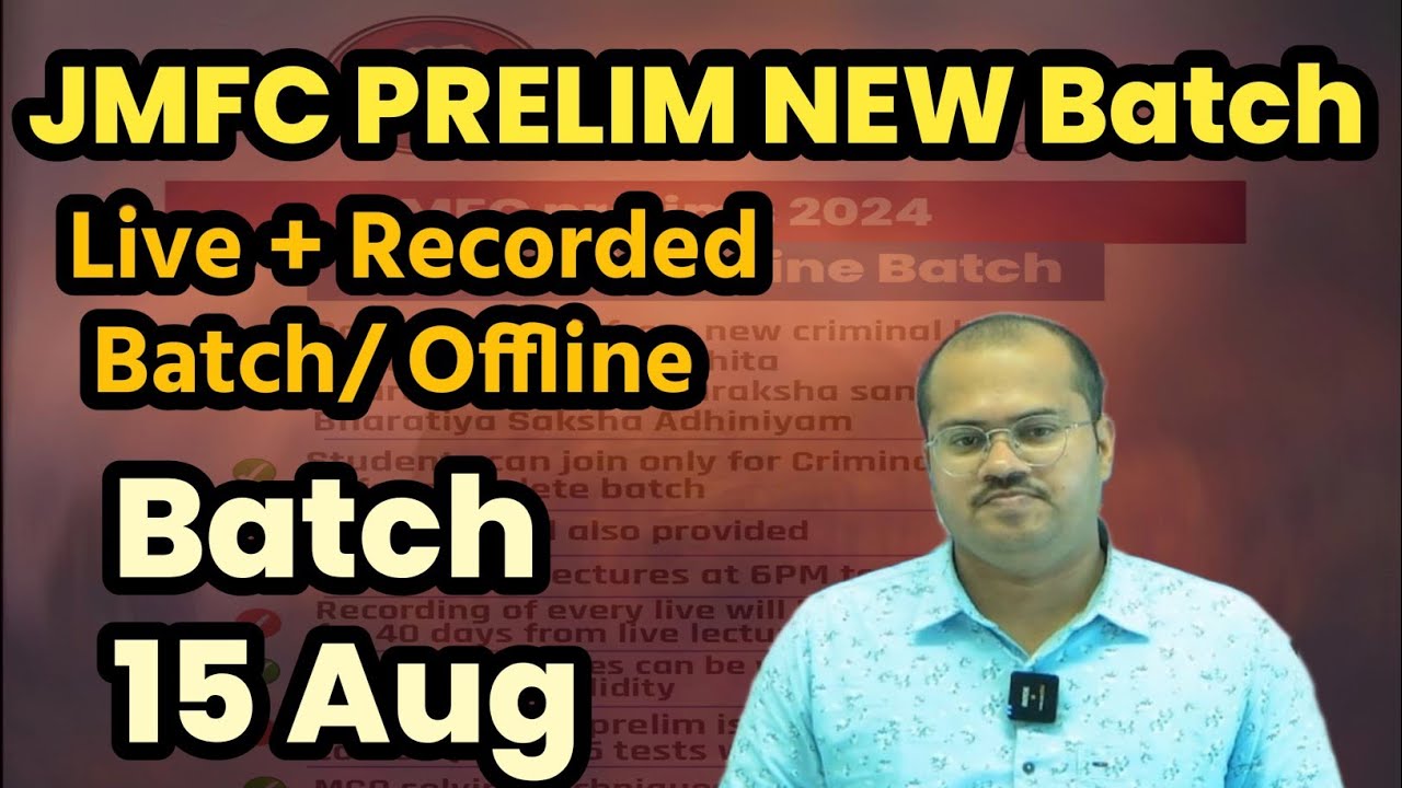 JMFC Prelim New Batch | 15 Aug Online, 17 Aug Offline - YouTube