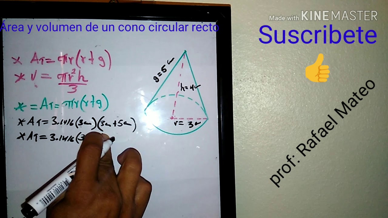 Área total y volumen de un cono circular recto - YouTube