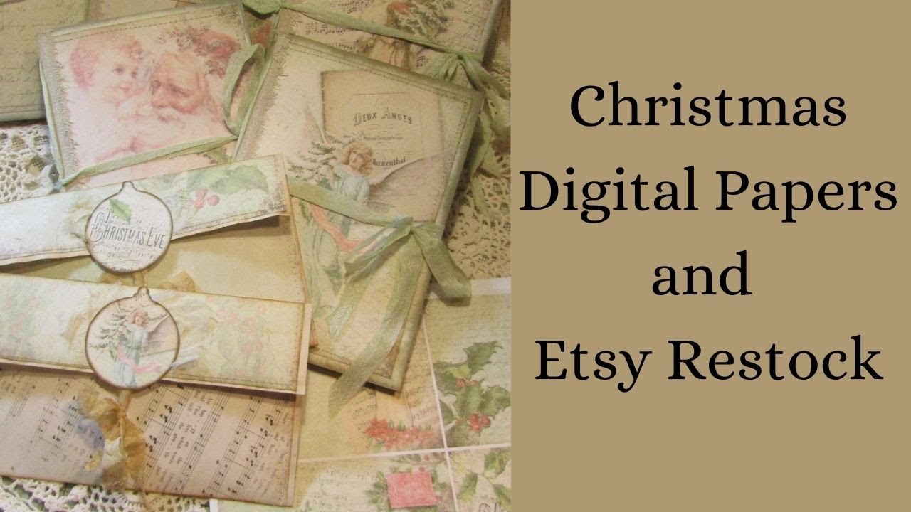 Christmas Digital Papers and Etsy Restock - YouTube