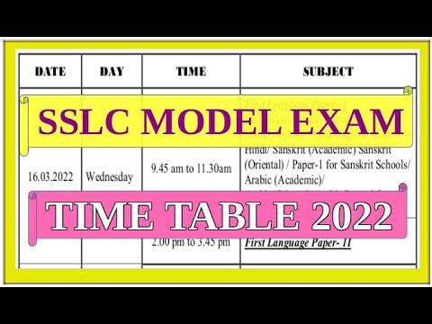 SSLC MODEL EXAMINATION MARCH 2022 TIME TABLE | SSLC MODEL EXAM TIME ...