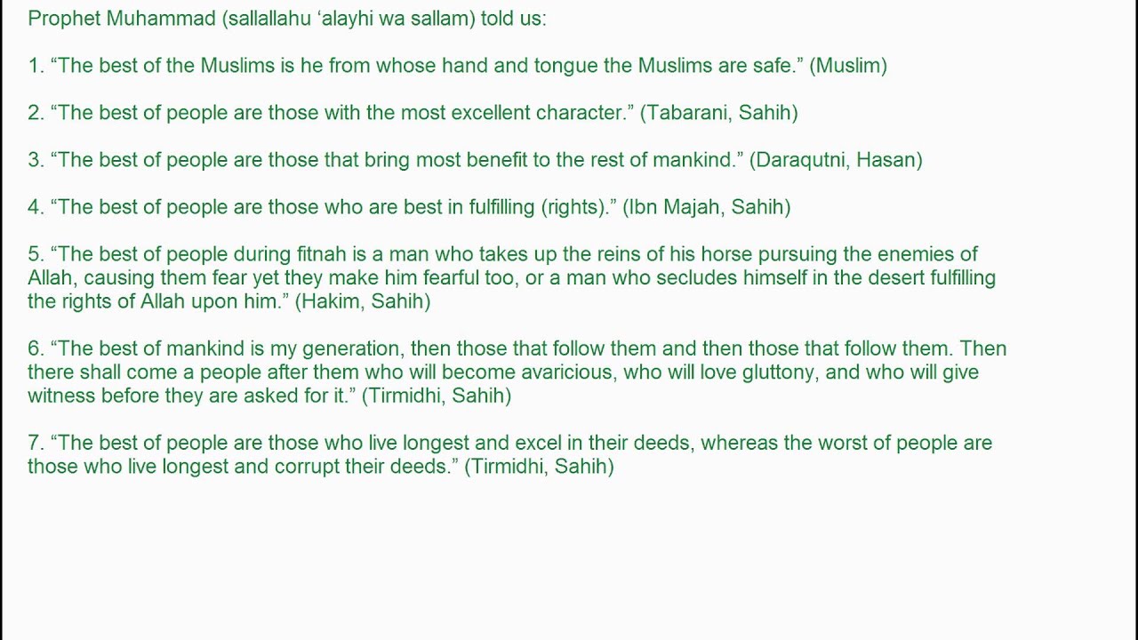 A Few Authentic Hadiths - Part 1 - YouTube