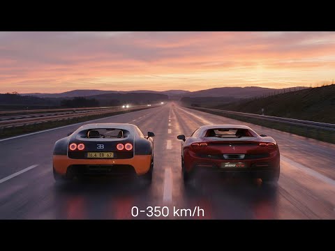 Bugatti Veyron Super Sport Vs Ferrari 296 GTB 0-350 km/h Acceleration Comparison 
