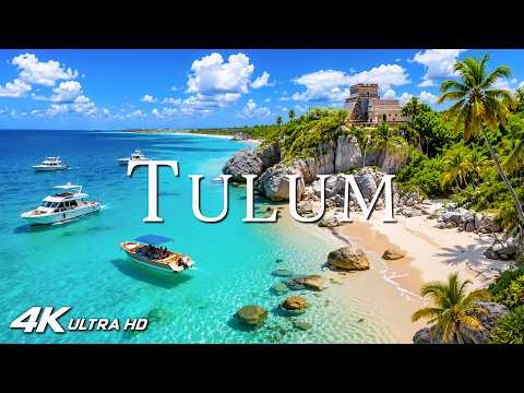 Tulum 🇲🇽 4K Drone Footage | Cliffside Mayan Ruins, Caribbean Waves & White Sands 🏛️🌊