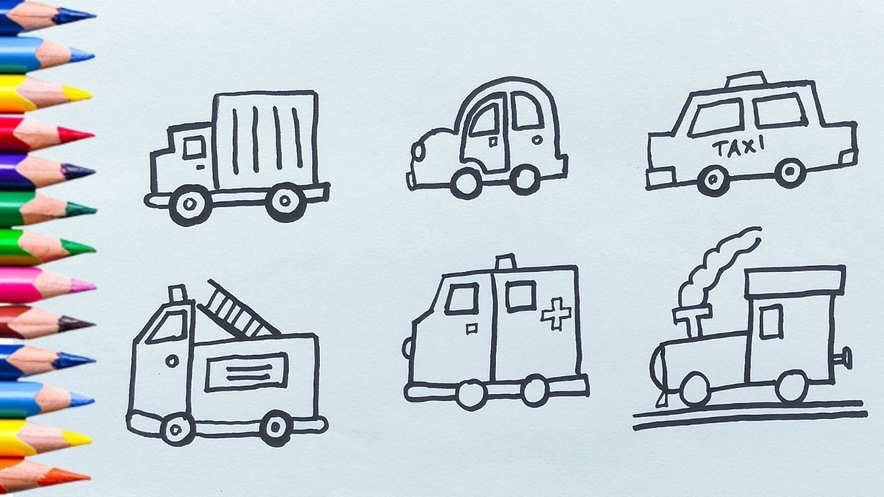 How to draw Cartoon Vehicles /Learn Easy Step by Step Vehicles drawing ...