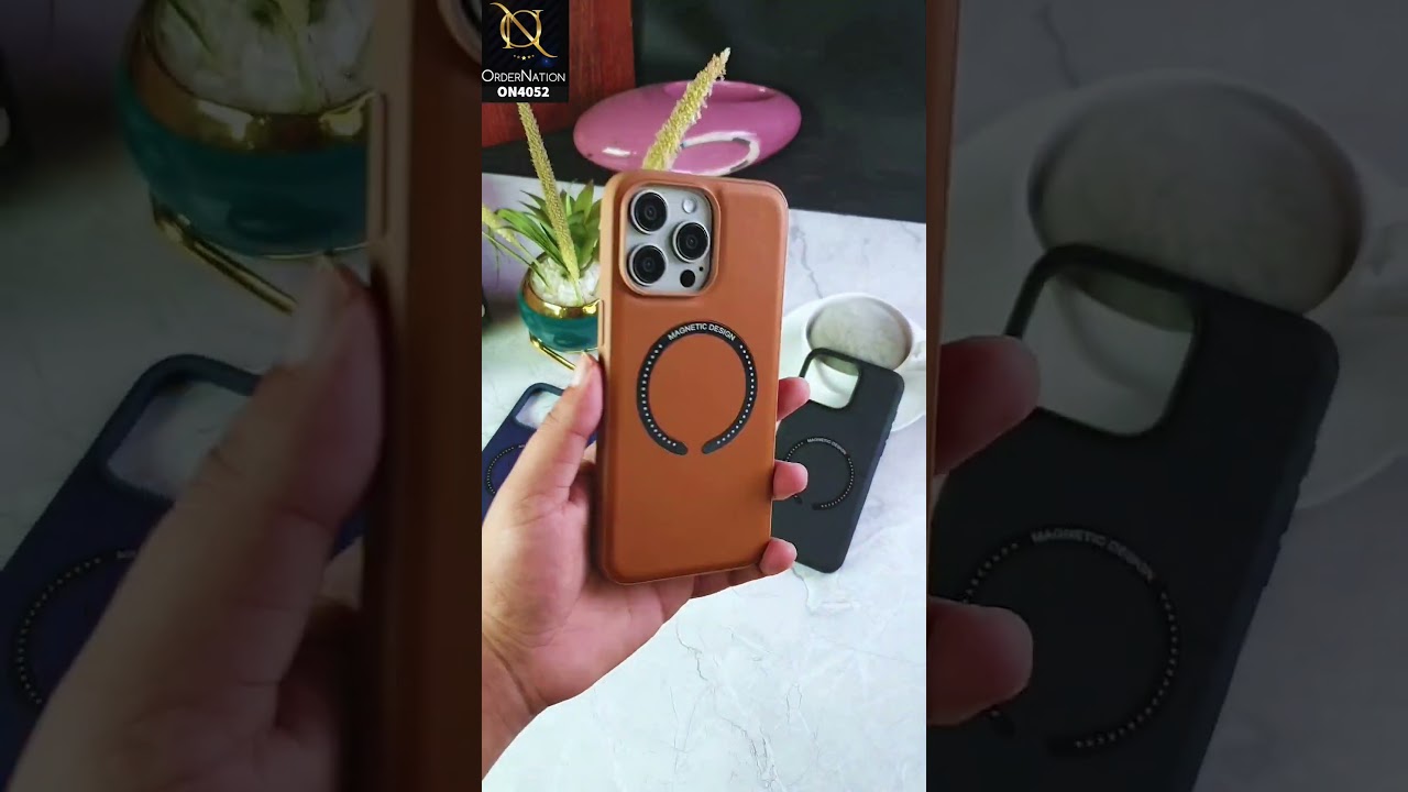 iPhone 12 Pro Max Cover - Black - Leather Texture Silicon Magnetic Des ...