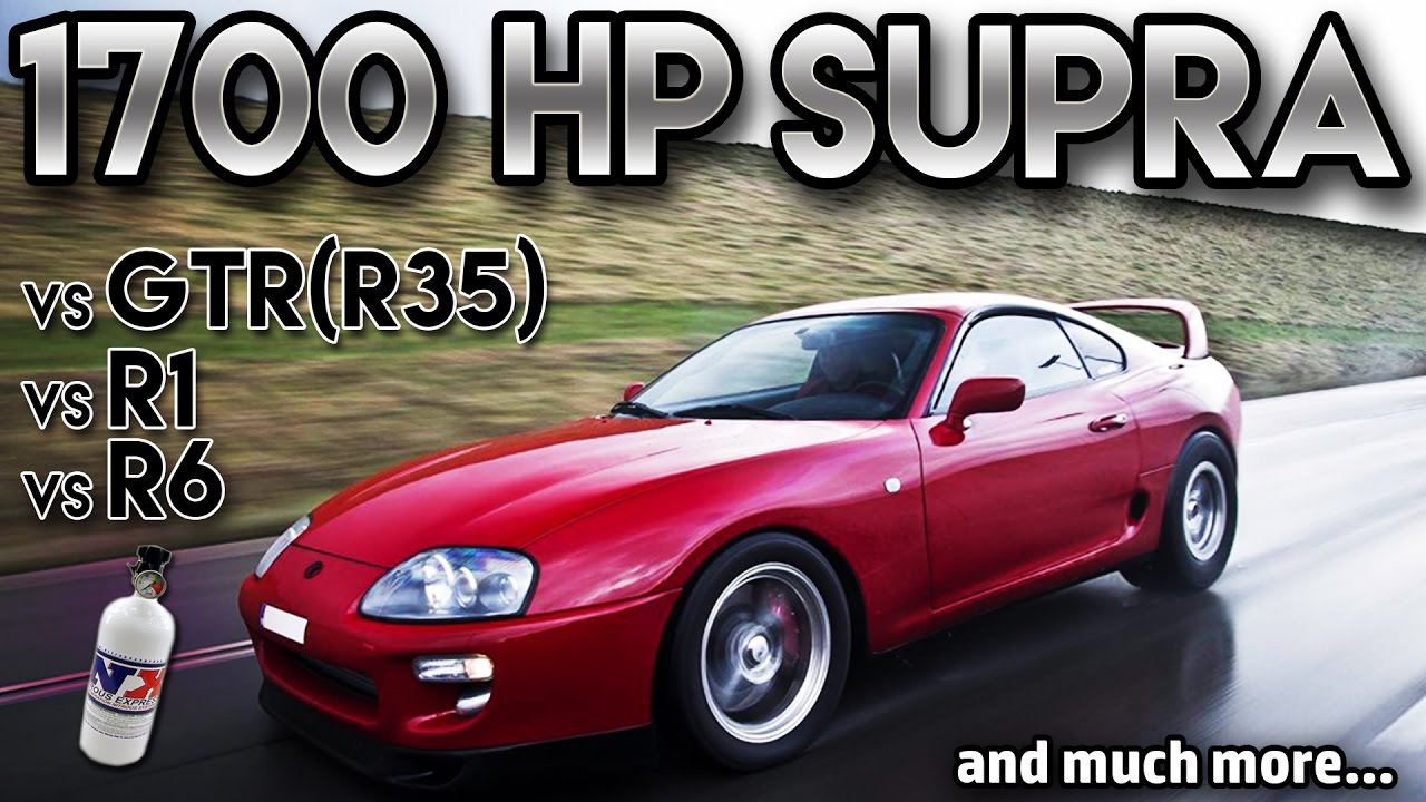 Toyota Supra 1700hp BIG Single Turbo vs GTR r35 vs r1 vs r6(antilag, 2 ...