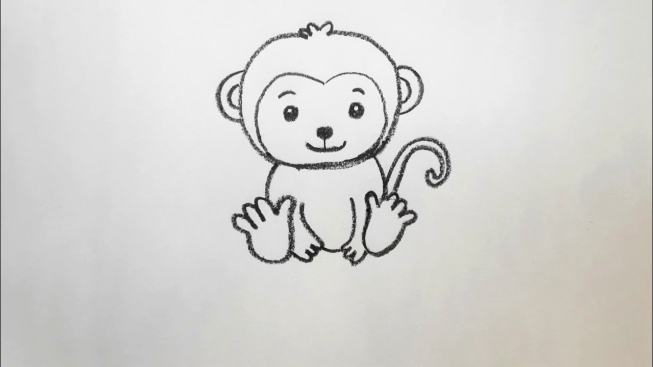 How to drow a baby monkey step by step @kidsdrawing82 - YouTube
