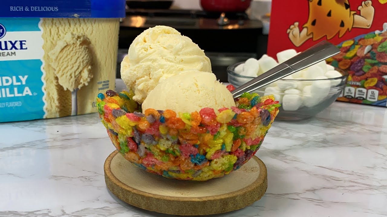 Fruity Pebbles Ice Cream Bowl - YouTube