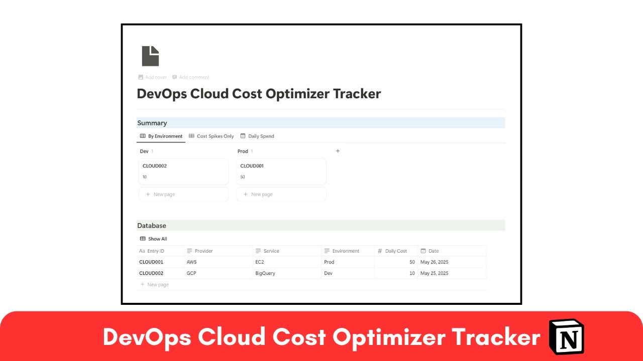 Dev Ops Cloud Cost Optimizer Tracker | How to track Dev Ops Cloud Cost in @Notion - YouTube