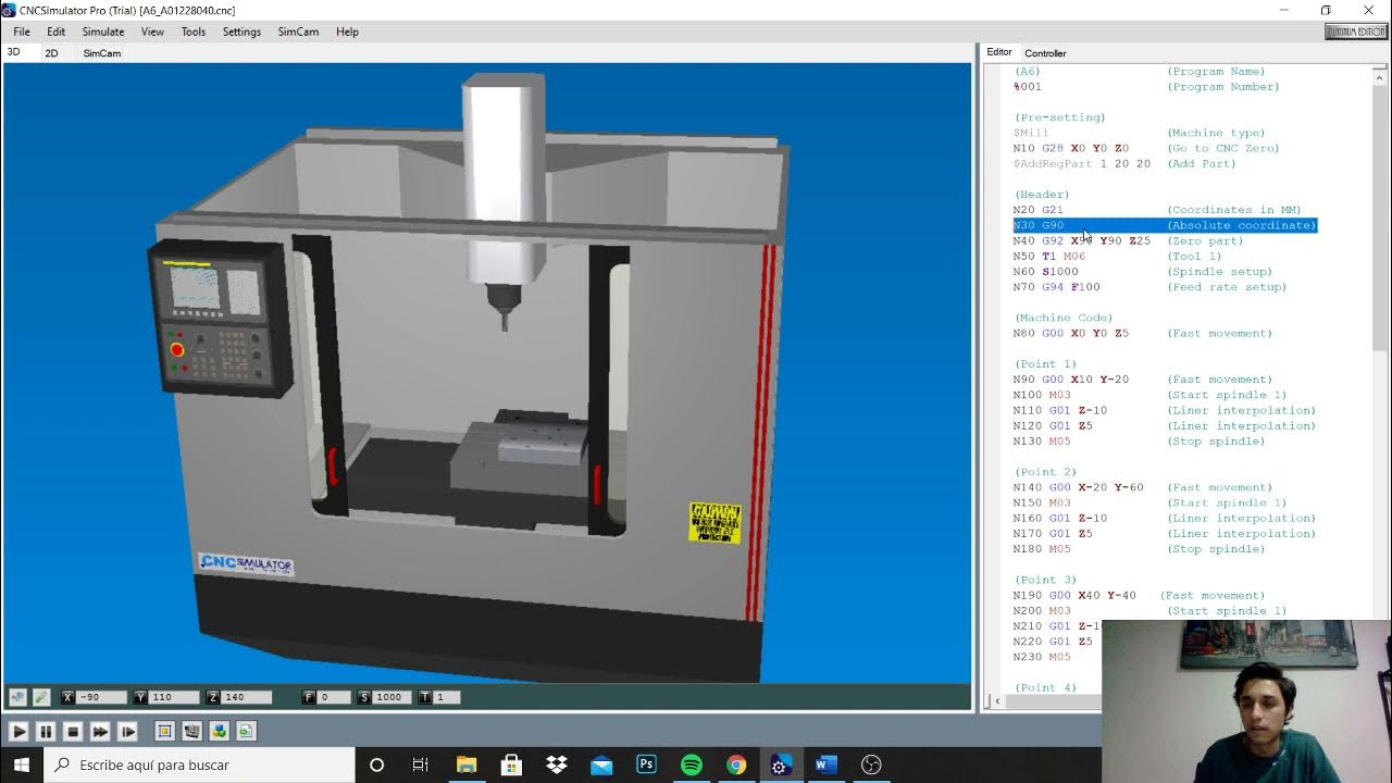 Programación con código G en CNC Simulator - YouTube