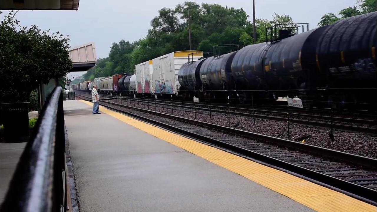 2 UP Locomotive (#7231 #2629) Lead Freight Train West Bound on Geneva ...