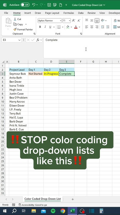 Color Coded Drop-Down Lists in Excel‼️ #excel - YouTube