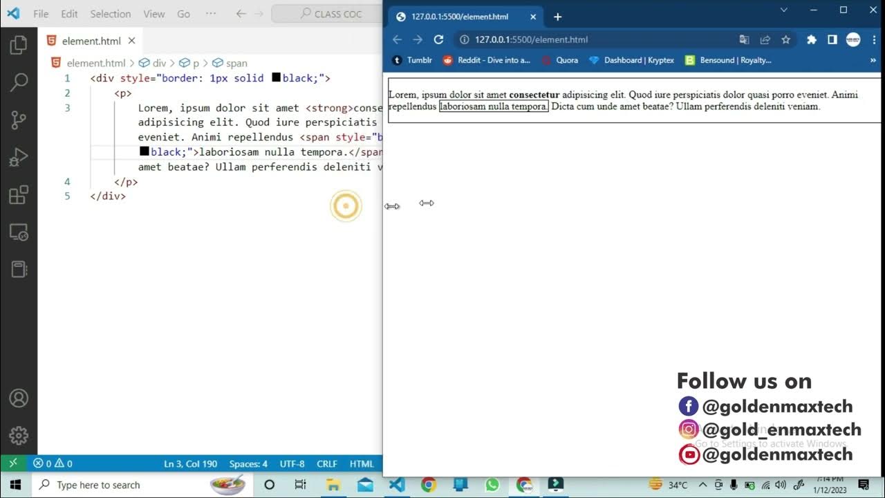 How to create Html block and inline level elements - YouTube