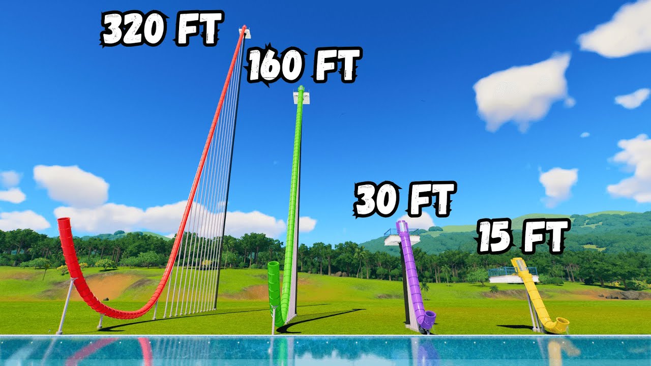 15 vs 320 FT Trap Door Water Slides – Planet Coaster 2 - YouTube