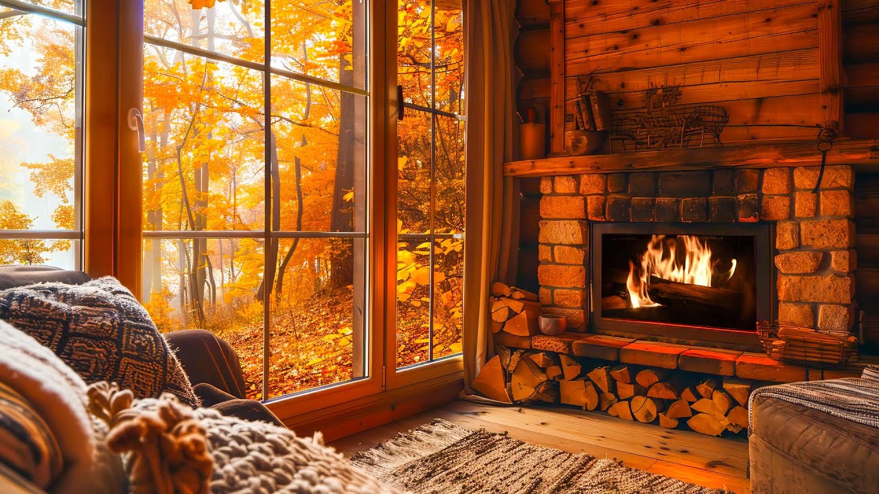 Autumn in the Forest | Cozy Cabin Ambience with Jazz, Rain, and ...