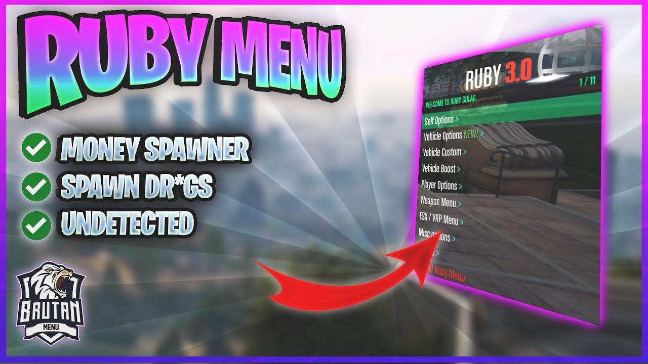 FiveM Cheat | Ruby Mod Menu | Harvest Items | Money Cheat - YouTube