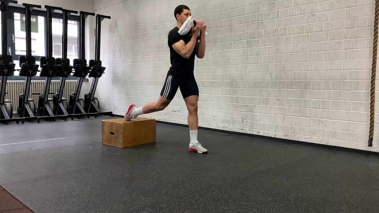 Sandbag Rear Foot Elevated Front Rack Split Squat - YouTube