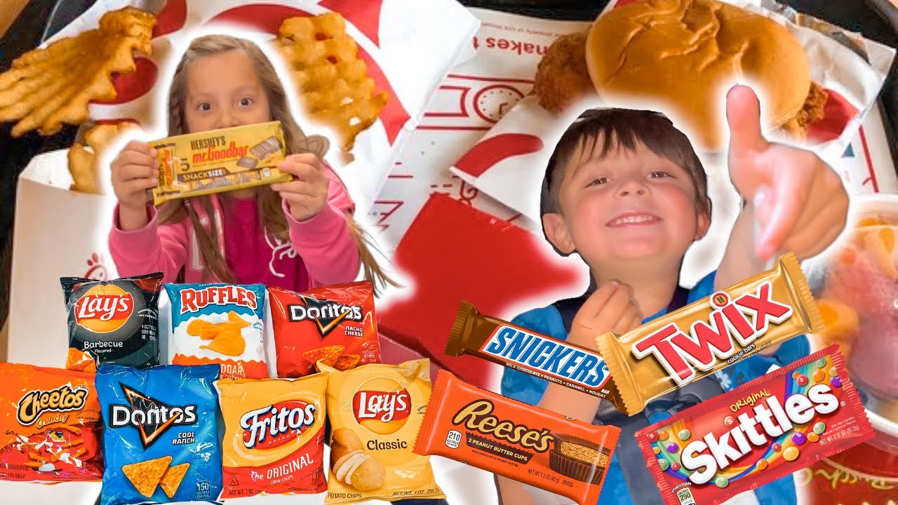 Road-trip to CHICK-FIL-A and STORE SNACKS with Maddy, Logan and Ali ...