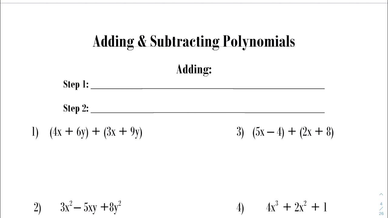 Adding and Subtracting Polynomials - YouTube