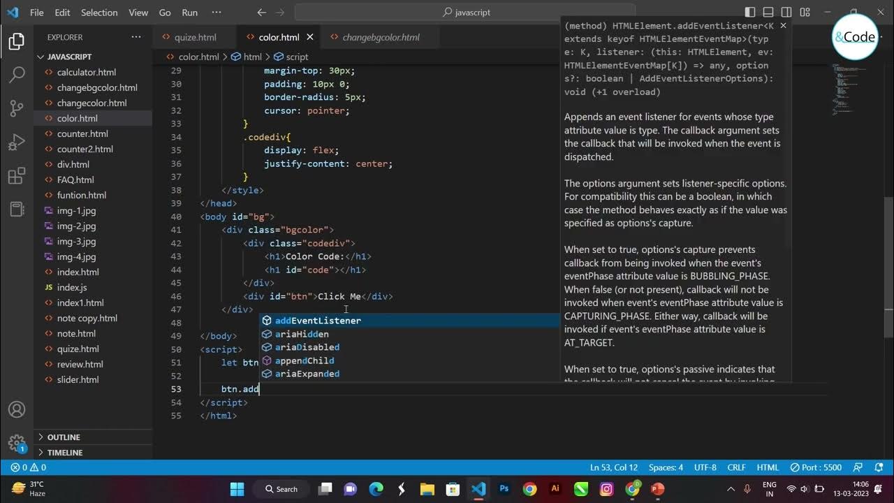 make background color changer in on click with html, css and js - YouTube