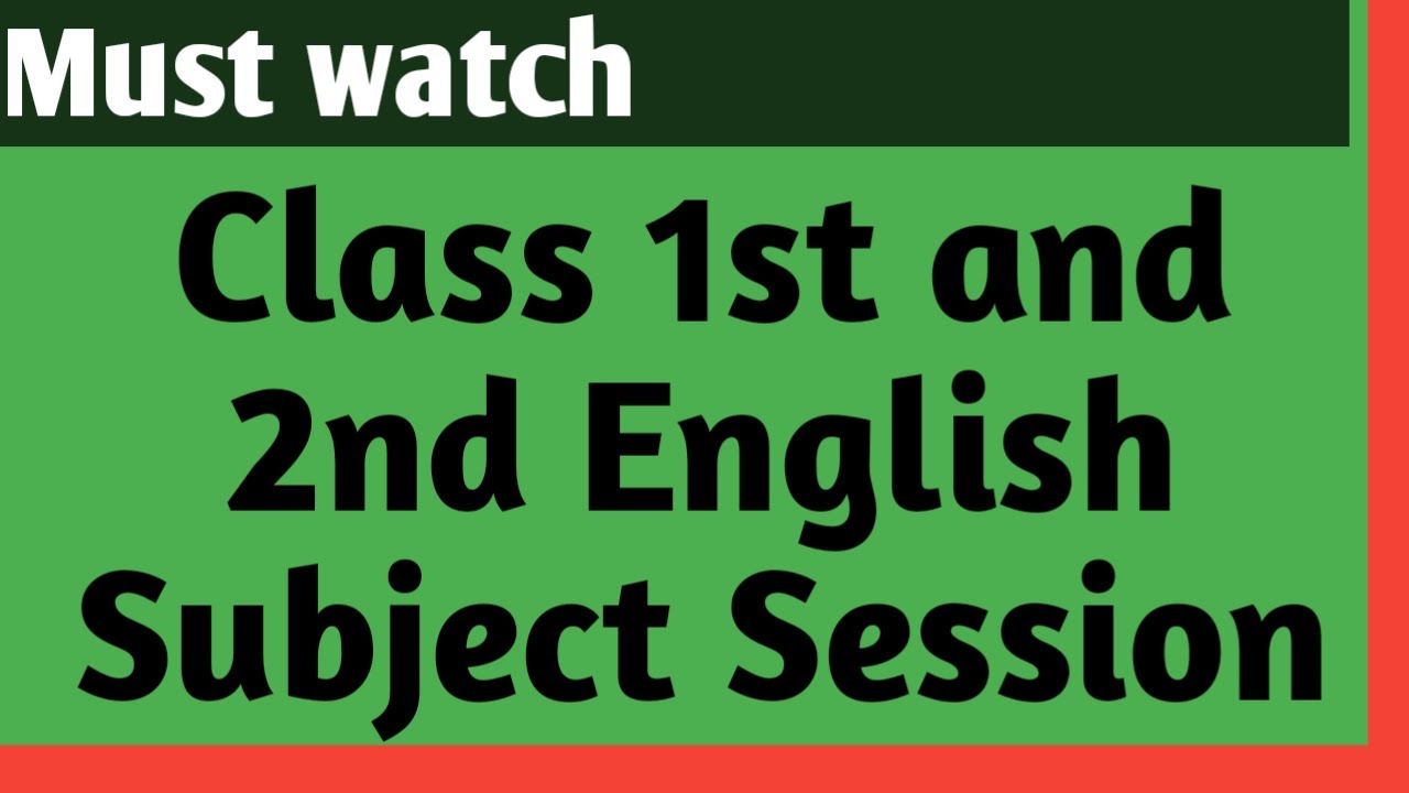 English Class For 1st And 2nd Standard - YouTube