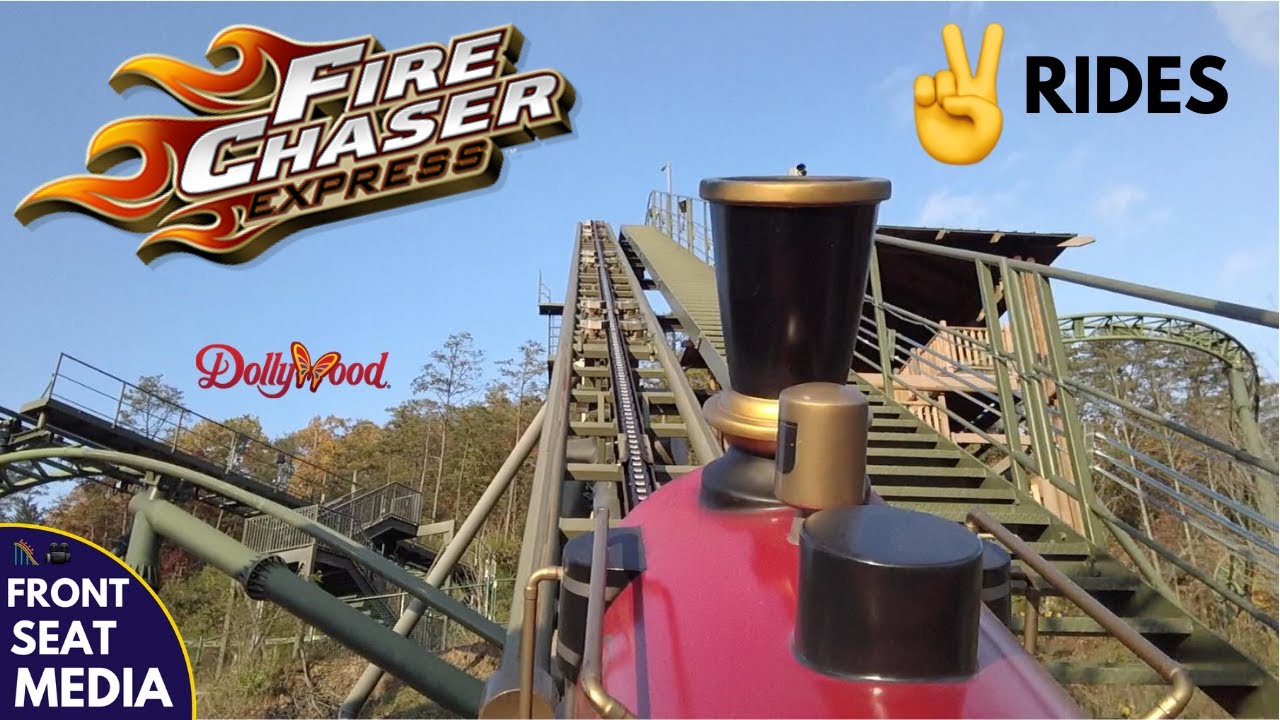 Two Rides on FireChaser Express roller coaster at Dollywood - YouTube