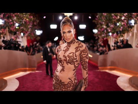 Jennifer Lopez appears in a near-naked dress at Golden Globes