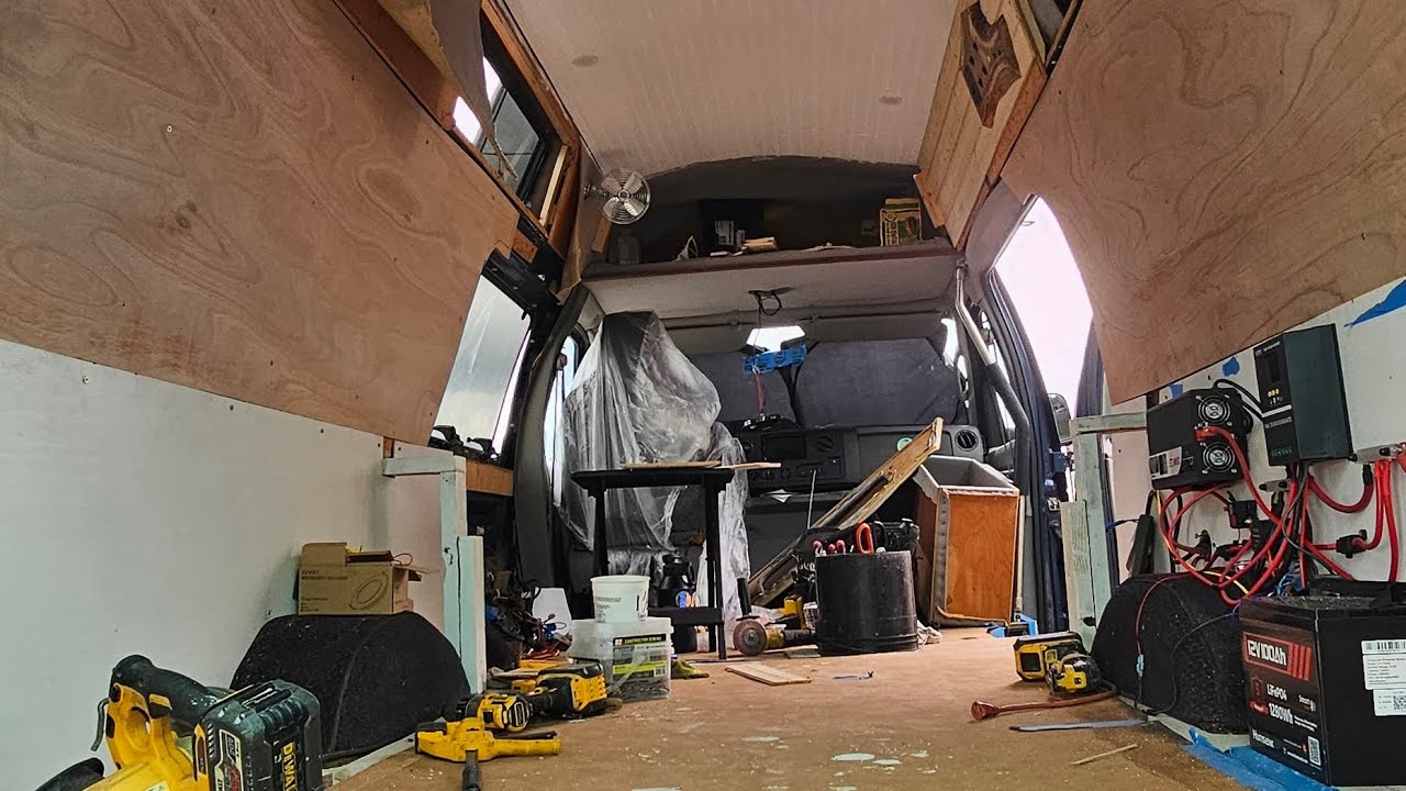 Installing paneling over insulation in a campervan - YouTube
