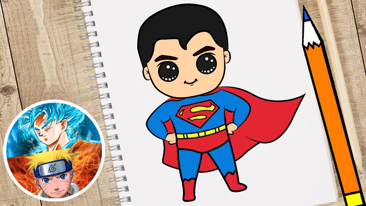 COMO DIBUJAR A SUPERMAN KAWAII FÁCIL PASO A PASO - DIBUJOS KAWAII - YouTube