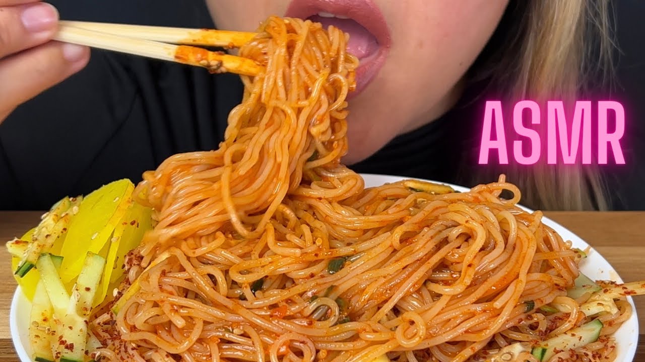 ASMR Spicy Cold Noodles Mukbang | Bibim-Naengmyeon| No Talking - YouTube