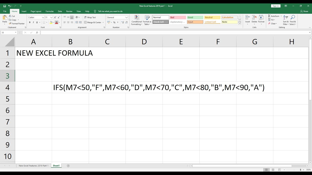 How to use new formulas of Excel 2019 | IFS | MAXIFS | MINIFS | CONCAT ...