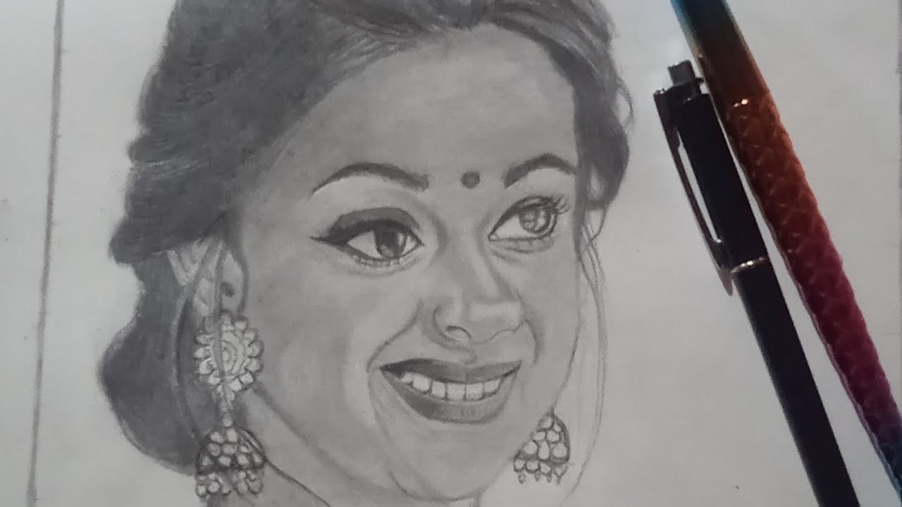 Keerthy Suresh Pencil Drawing Video | How To Draw | Live Art😱😱😱😱😱 - YouTube