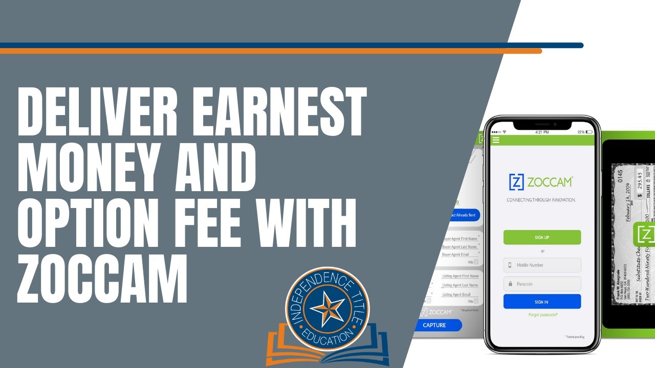 Deliver Earnest and Option Money with Zoccam - YouTube