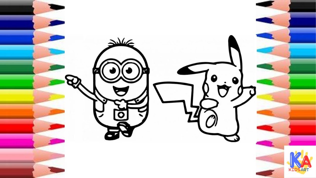 DRAW PIKACHU AND MINION TOGETHER FOR KIDS - YouTube