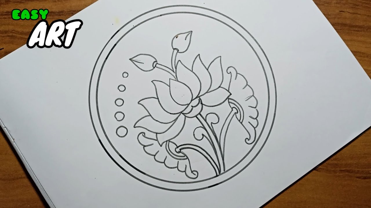 Alekhan || how to draw Lotus aalekhan drawing in circle - YouTube