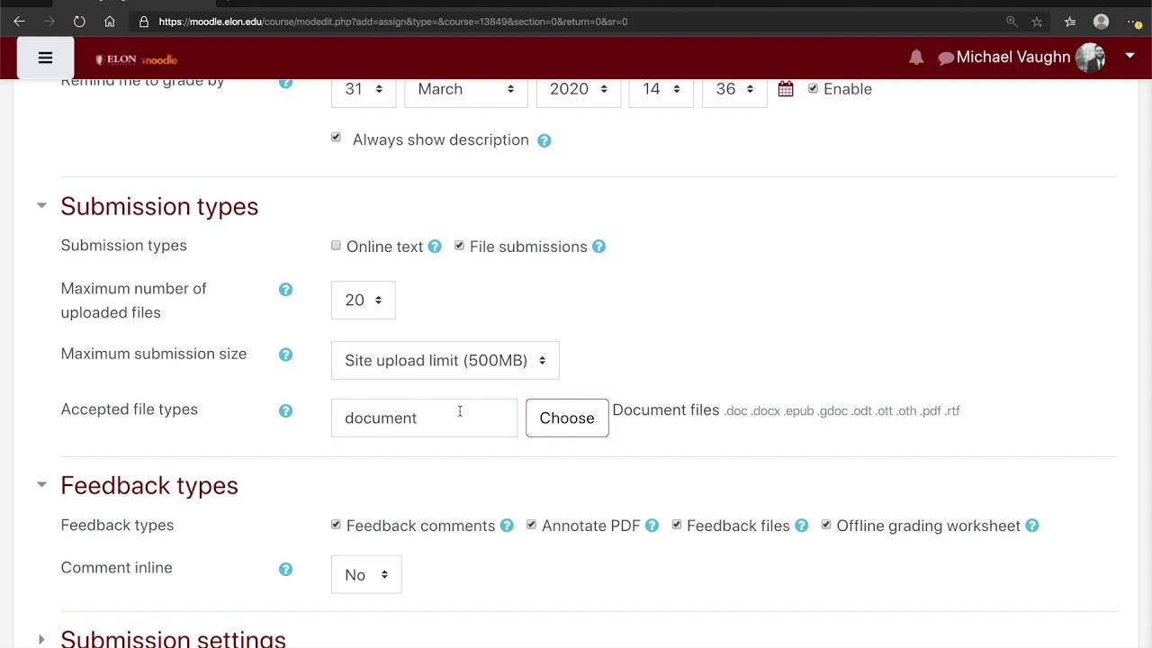 An Explanation of the Submission Types Settings in Moodle Assignments ...