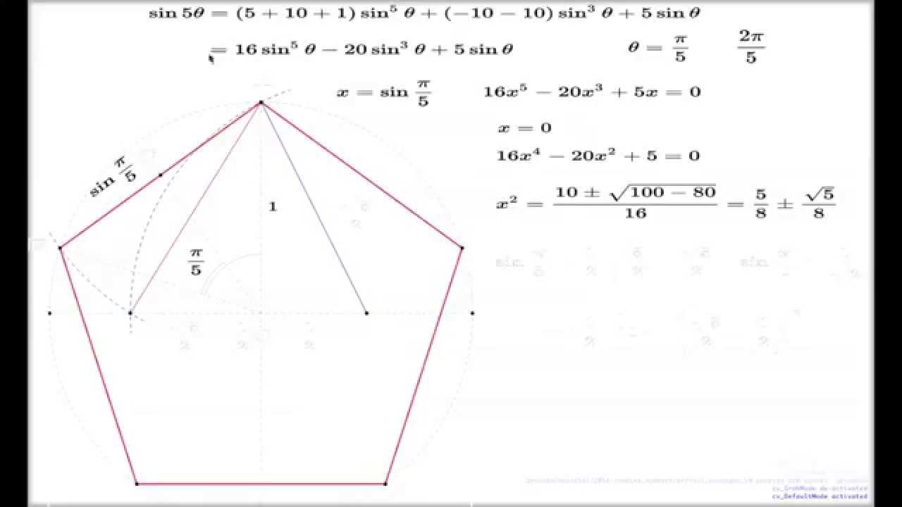 Side of perfect pentagon via sine of five angle -- Part I - YouTube