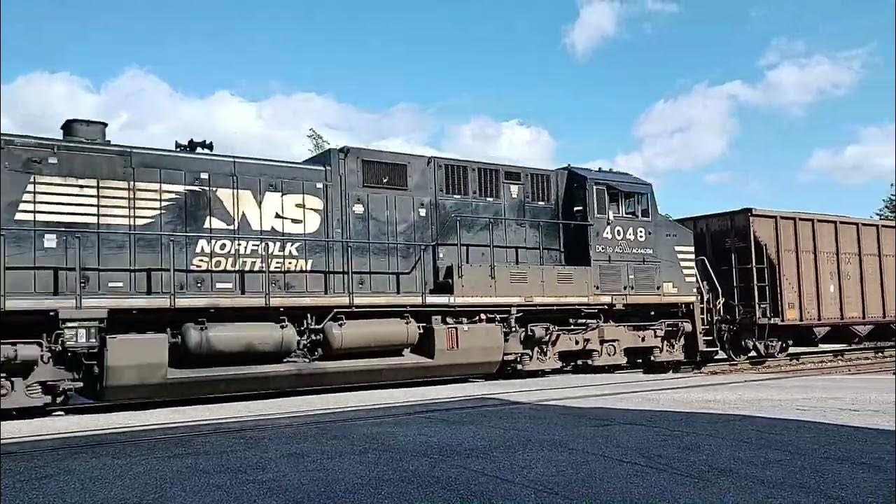 A LONG LOAD OF COAL WITH PLENTY OF POWER INCLUDING A WFRX 8858 AT THE OLD DEPOT IN ...