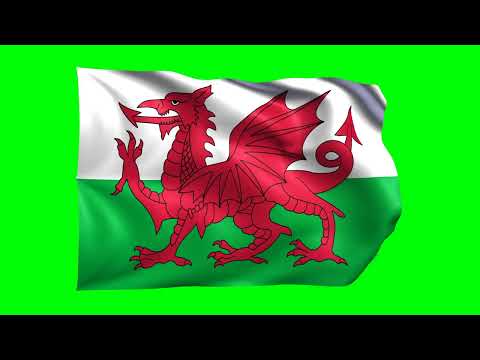 Wales Waving Flag Green Screen Animation | 3D Flag Animation | Royalty-Free
