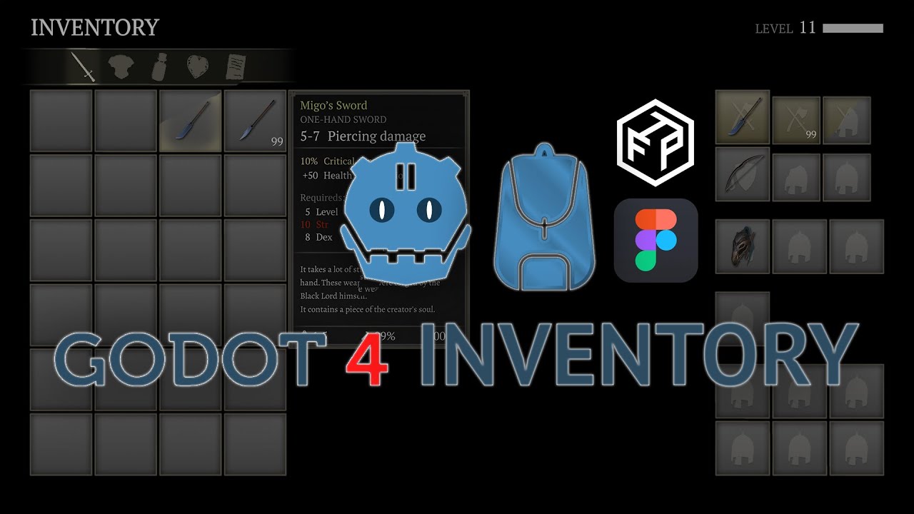 Godot 4: Создание сложного интерфейса инвентаря для RPG с нуля. - YouTube