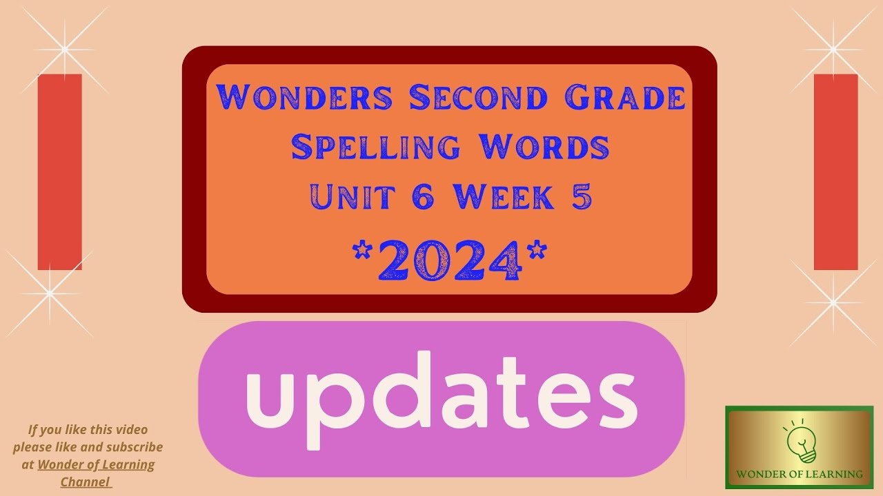 Wonders ~Second Grade~ Spelling Words ~ Unit 6 Week 5~ 2024 Updates ...