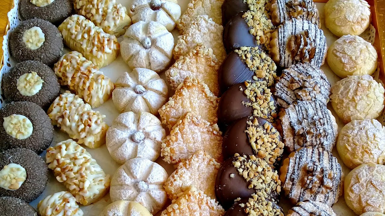 حلويات العيد حضري الذ و اسهل حلويات 7 اشكال بعجين واحدة فقط - YouTube