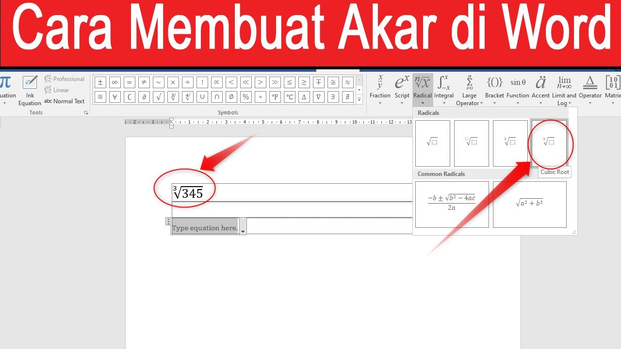 Cara Membuat Simbol Akar Pangkat Di Word YouTube Cara Membuat Simbol Akar Pangkat Di Word YouTube