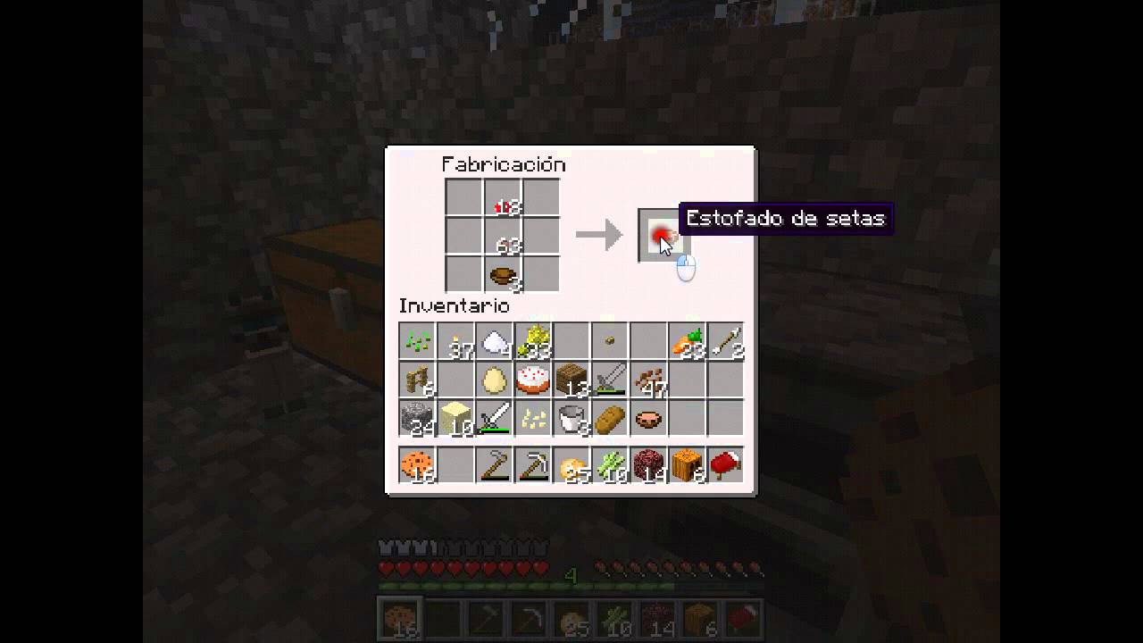 como hacer un estofado de setas en minecraft - YouTube