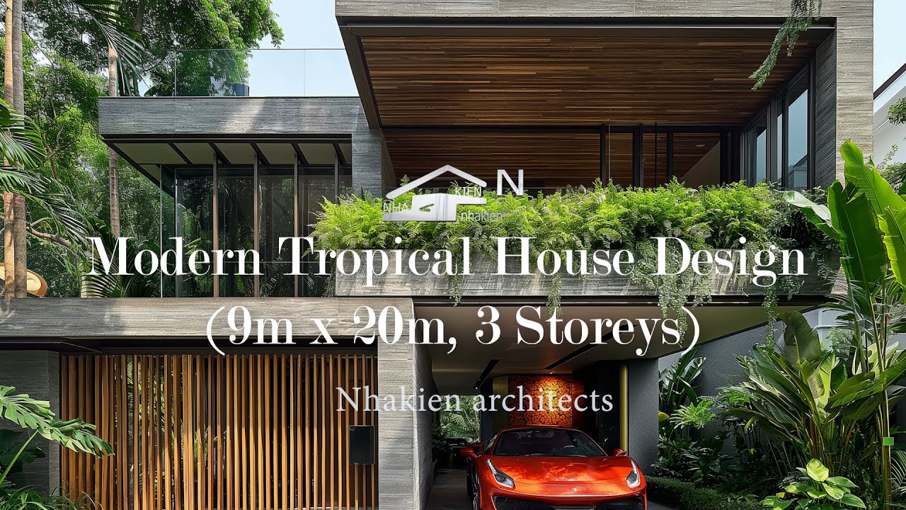 Modern Tropical House Design 9m x 20m, 3 Storeys Floor plan drawing ...
