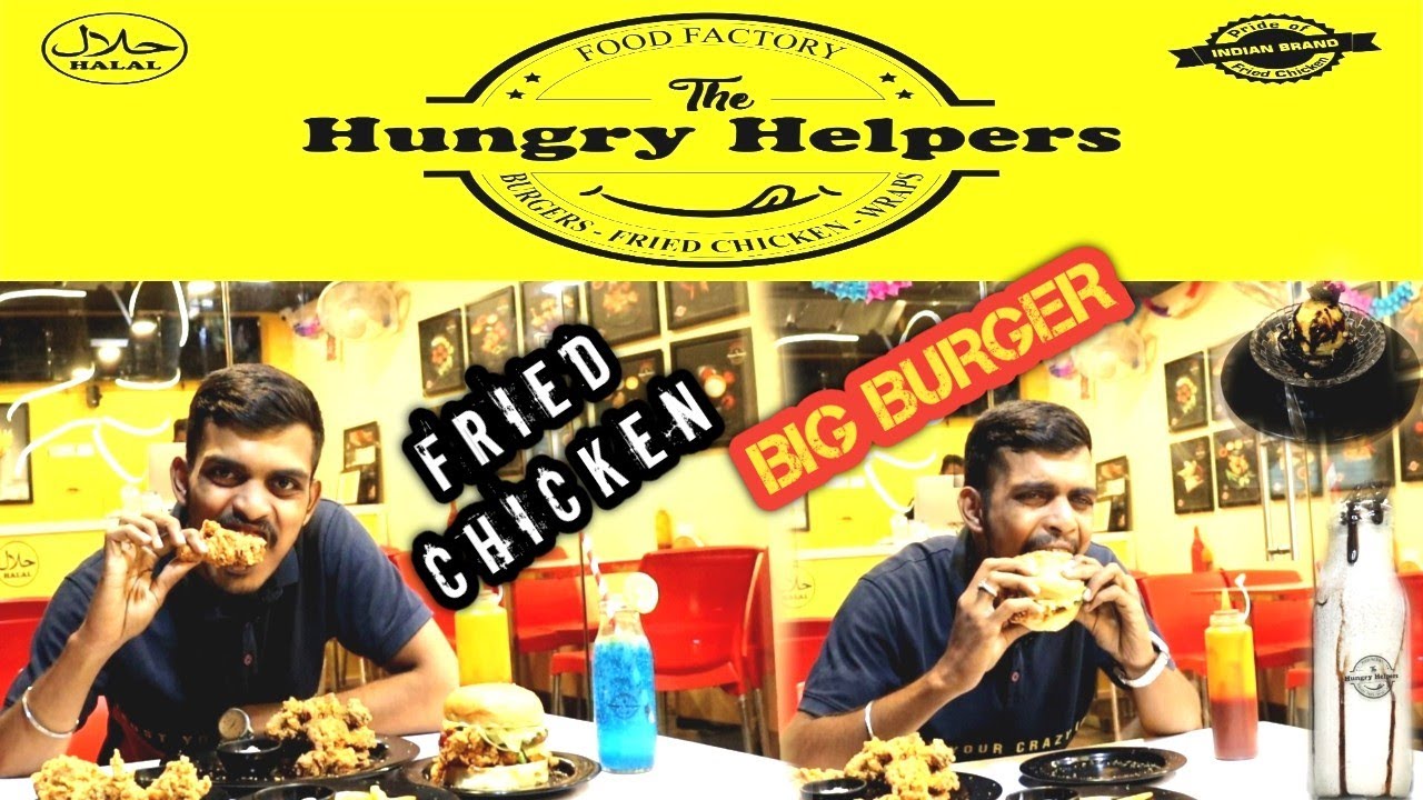 Chicken Burger,Oreo Milkshake & Fried Chicken at The Hungry Helpers - YouTube