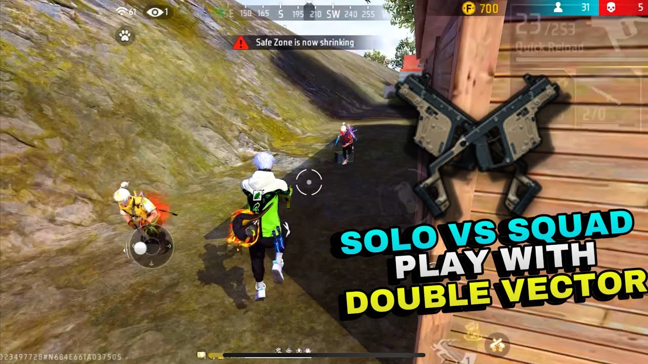 Solo Vs Squad Play With Double Vector 🤯Solo Vs Squad full rank gameplay ...