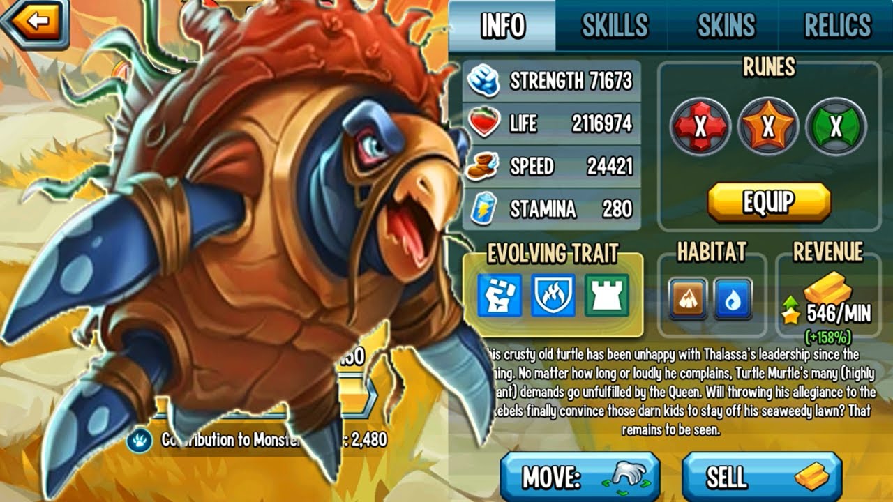 Monster Legends TURTLE MURTLE level 150 review PVP Monster | Robur ...