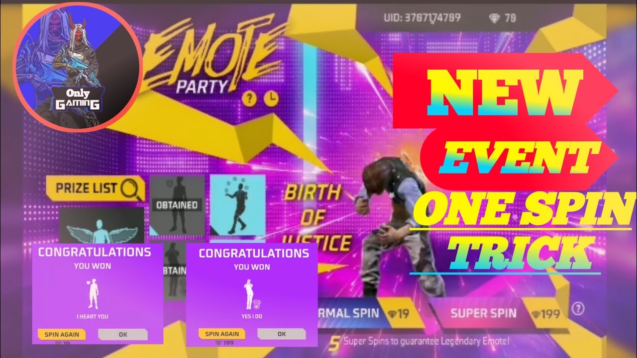 free fire new event emot party one spin trick 😱।। how 😱 to purchase ...