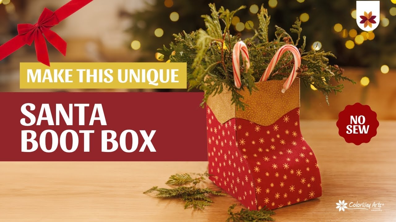 Making a Santa Fabric Boot Box Using Cartonnage Technique - YouTube
